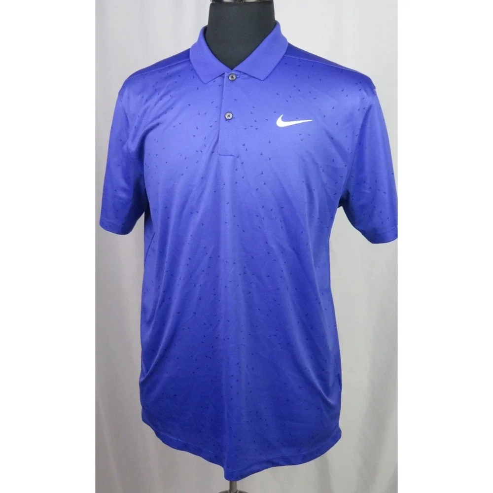 Nike | Shirts | Nike Drifit 0 Polyester Purple Triangle Pattern Polo ...